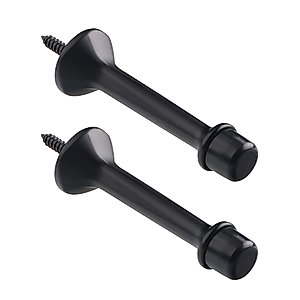 Triumph Hardware Heavy Duty Solid Rigid Door Stop with Soft Rubber Tip, Zinc Alloy Metal Solid Door Stopper Protect Wall & Door, (Matte Black), length 3 inches inch, Z81505