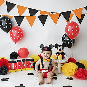 GCQQ Black Orange Banner Decoration, 40Ft Halloween Pennant Banner, 42Pcs Triangle Pennant Flags Banner, Fabric Flag Banner for Halloween, Grad, Birthday,Bridal Shower, Wedding Party Decoration