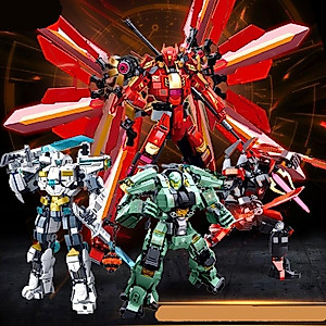 JCPUCT Black Tech Mecha Robot Building Blocks Birthday Gifts, Ages 15 and Up (Halberd Athenas B1152-Without Original Box)
