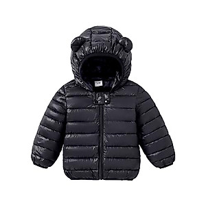 PATPAT Fall Winter Coats for Toddler Boys Toddler Girls Winter Jacket Outerwear with Hoods Black size 18-24 Months