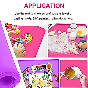 Placemats for Kids, Silicone Baby Placemats for Toddler Children Reusable Non-Slip Large Silicone Sheets for Crafts Resin Jewelry Casting Table Mats, 2 Pack, Purple/Pink