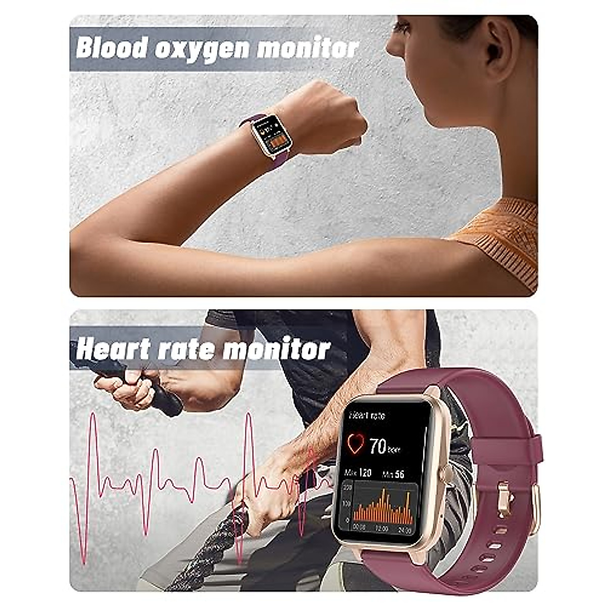 GRV Smart Watch for iOS and Android Phones (Answer/Make Calls), Watches for Women IP68 Waterproof Smartwatch Fitness Tracker Watch with Heart Rate/Sleep Monitor Steps Calories Counter (Dark Purple)