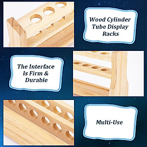 OLYCRAFT 12 Holes Wooden Test Tube Rack 10ML Test Tube Display Stands 18mm Hole Tube Display Racks Wood Colorimetric Tube Stand Centrifuge Tube Rack for Test Tube Chemistry Laboratory 14.2x2x4.6 Inch