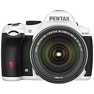 Pentax K-50 16MP Digital SLR with 18-135mm Lens (White) - International Version