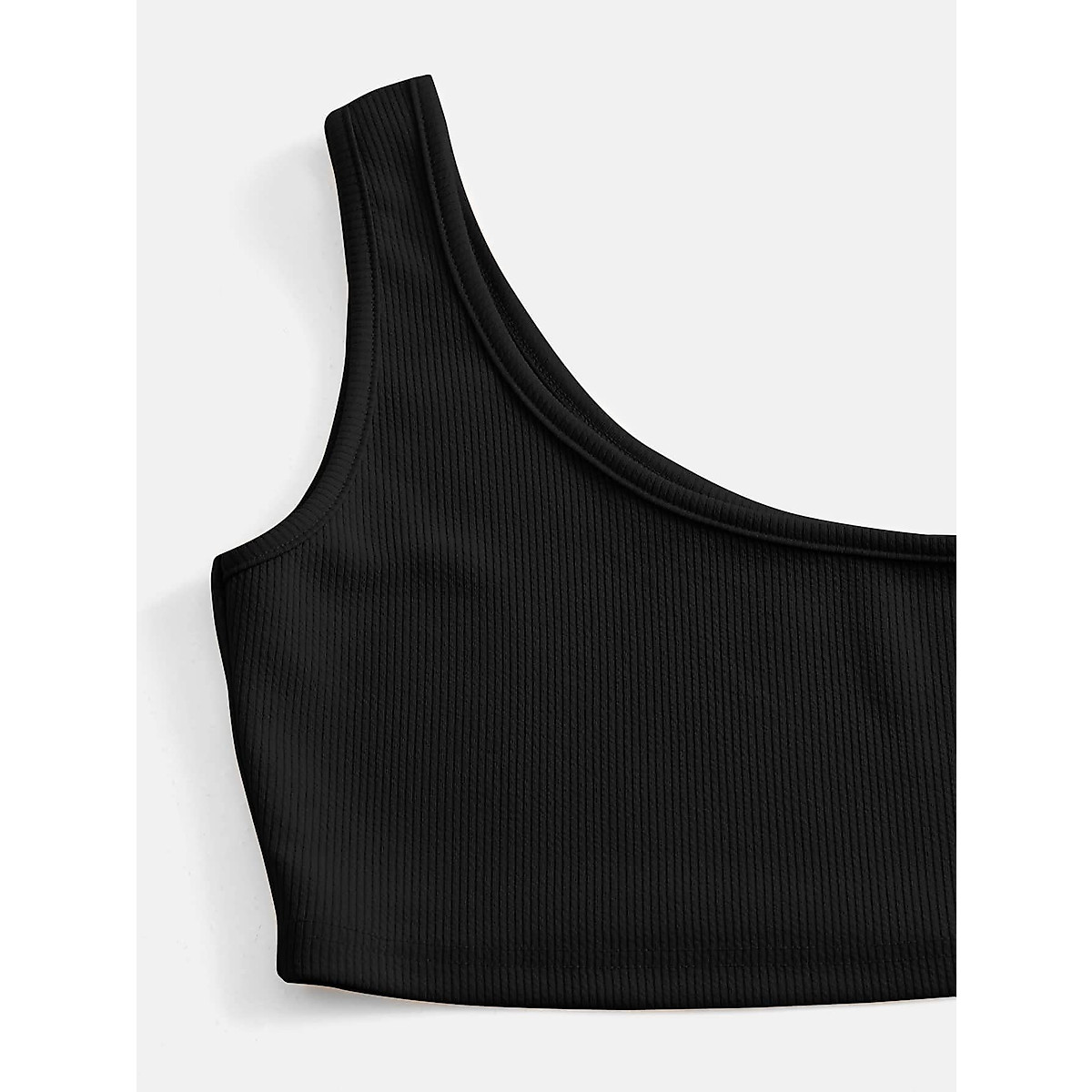 Verdusa Women's One Shoulder Tank Top and Lounge Shorts 2 Piece Tracksuit Set Black M