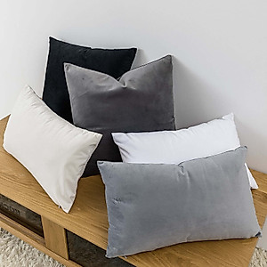 JUSPURBET Black Velvet Throw Pillow Covers 24x24 inch Set of 2 for Living Room Couch Sofa Bedroom Decorative Square Solid Soft Cushion Cases with Invisible Zipper