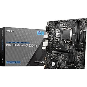 MSI PRO H610M-G DDR4 DDR4 Motherboard (mATX, 12th Gen Intel Core, LGA 1700 Socket, DDR4, PCIe 4, 2.5G LAN, M.2 Slots, USB 3.2)