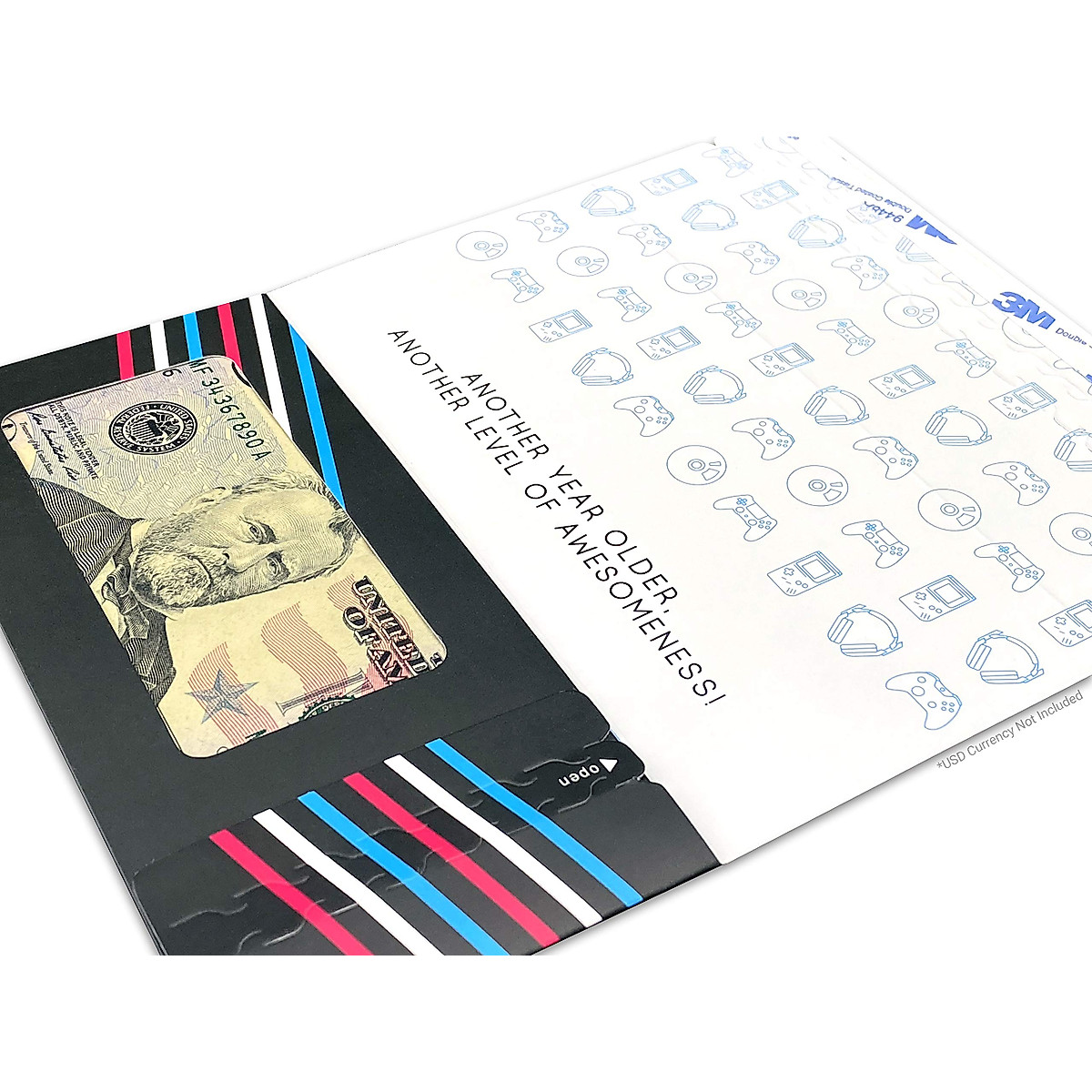 ZipGifts Birthday Card | Zip-Open Money Holder w/Clear Plastic Window for Cash, Check, & Gift Card (Game On)