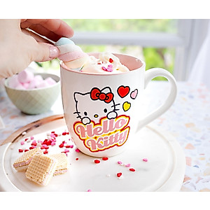 Silver Buffalo Sanrio Hello Kitty Hearts Ceramic Mug | Holds 18 Ounces