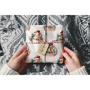 Watercolor Hamster Gerbil Guinea Pig Xmas Gift Wrap Premium Thick Wrapping Paper Capybara Animal Theme Merry Christmas Rodent Party Decor (6 foot x 30 inch roll)