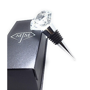 Decorative Metal Wine Stopper with Gift Box – Crystal Top and Silicone Seal – An Elegant, Secure, Best For Sealing Any Open Wine Bottle and Makes A Great Gift