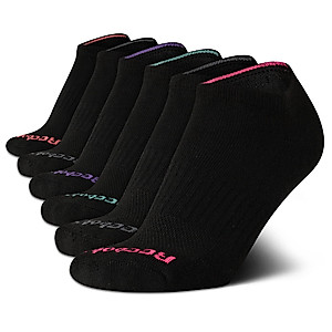 Reebok Women's Athletic Socks - Performance Cushioned Low Cut Socks (6 Pack), Size 4-10, Solid Black