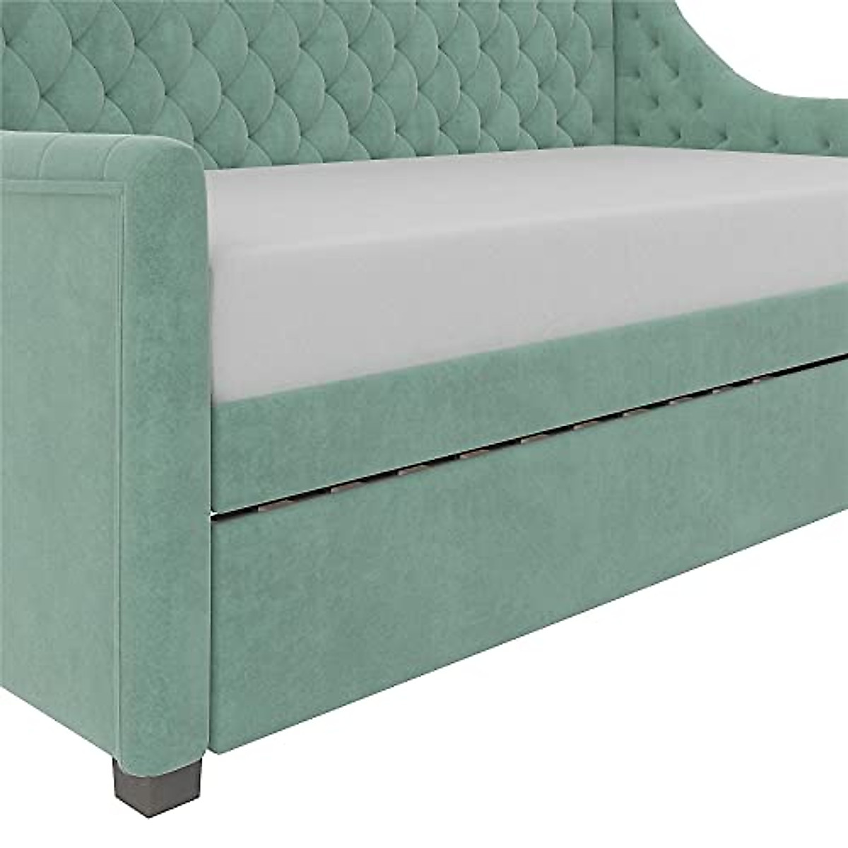 Little Seeds Ambrosia Diamond Tufted Upholstered Design Daybed and Trundle Set, Twin Size Frame, Teal