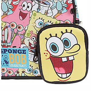 AI ACCESSORY INNOVATIONS Nickelodeon’s SpongeBob Square Pants All Over Print Faux Leather 10.5" White Women’s Mini Backpack Purse 2-Piece Set