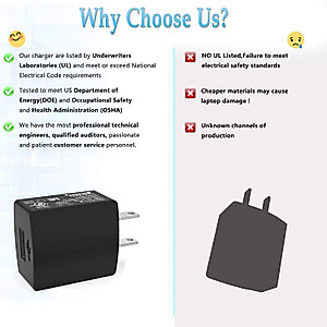 AC Wall Charger Compatible with Amazon Kindle Fire HD 10 Tablet 7th 6th 5th Generation Asus Samsung Galaxy Tablet Power Supply Adapter Cord Cable