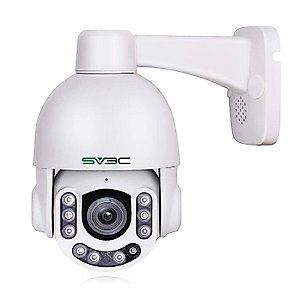 SV3C POE PTZ Security Camera Outdoor 5MP Auto Tracking 5X Optical Zoom Floodlight Color Night Vision IP Camera, 2-Way Audio, Metal Shell, RTSP, FTP, SD Card Record, PC, APP, Onvif Conformant, Wired