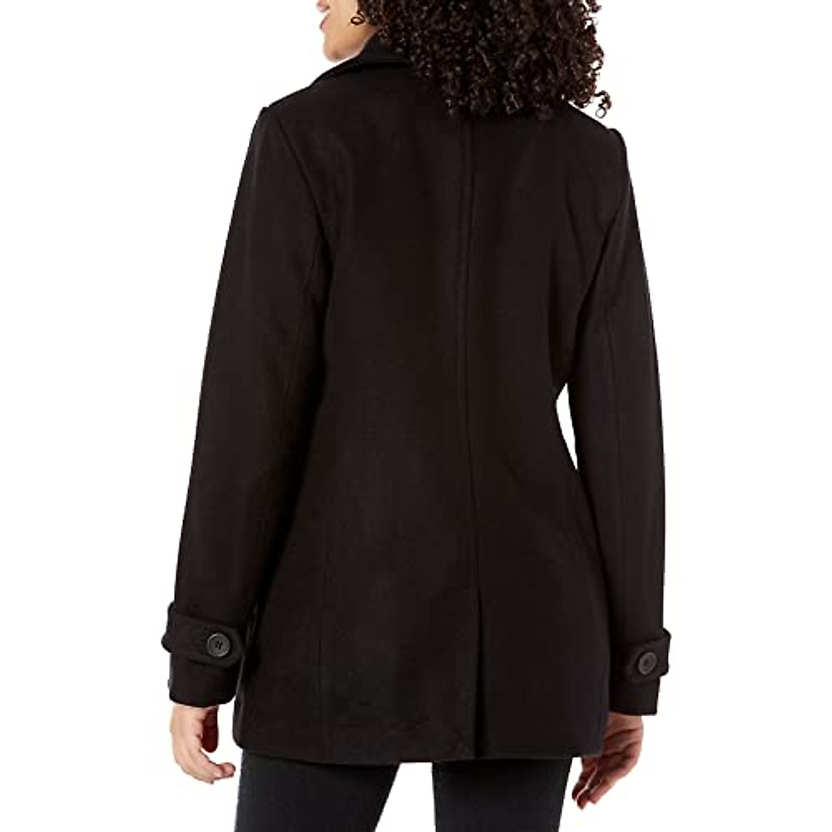Amazon Essentials Women's Long-Sleeve Plush Peacoat, Black, Small