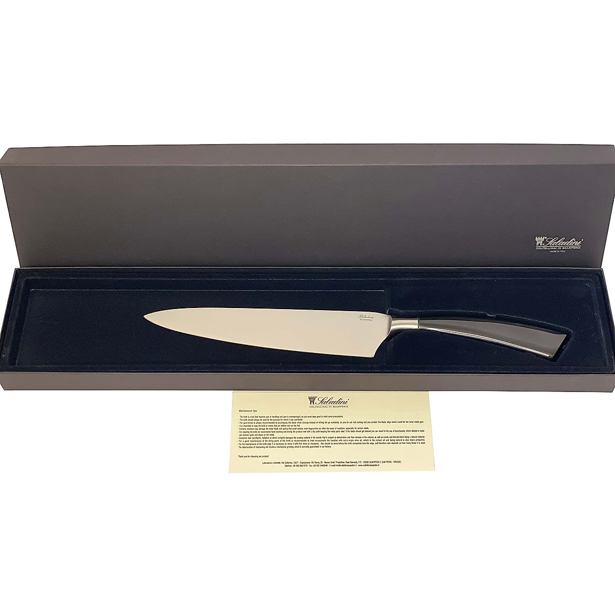 Coltelleria Saladini Stainless Steel Chef’s Knife with Buffalo Horn Handle, 8-Inch