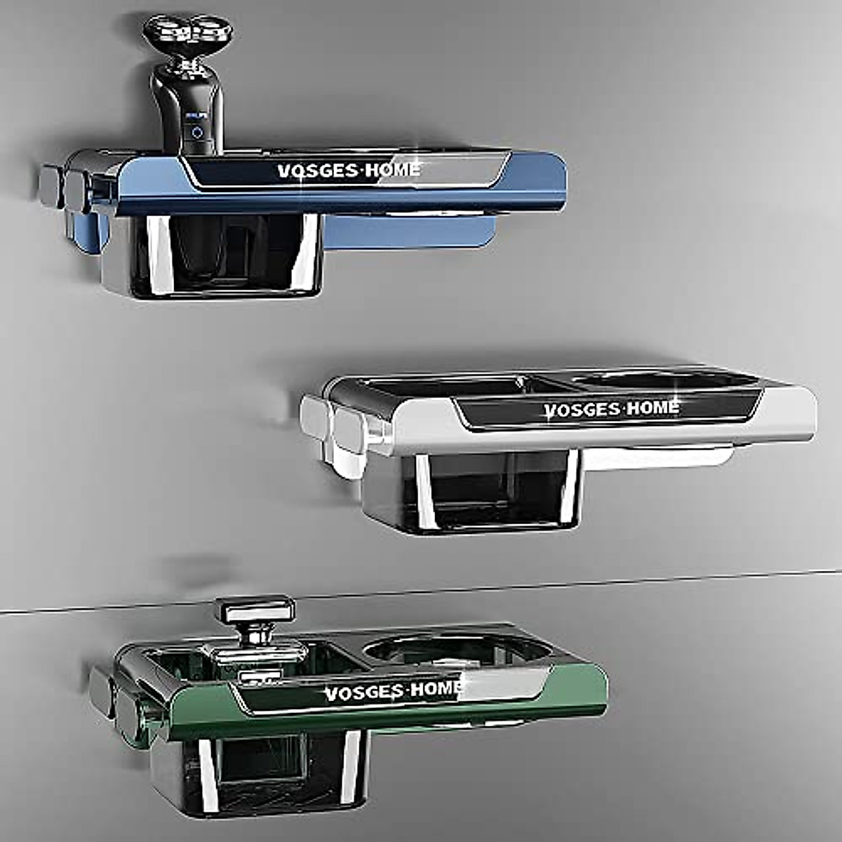 Self Adhesive Hair Dryer Stand Rack Organizer，with Plug Holder Hair Dryer Holder Wall Mounted, Multi-Functional Bathroom Storage Rack，Compatible Most Hair dryers on The Market（White