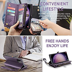 ASAPDOS Case Wallet Compatible with iPhone 12 Mini,Retro PU Leather Strap Wristlet Flip Case with Magnetic Closure,[RFID Blocking] Card Holder and Kickstand for Men Women Purple