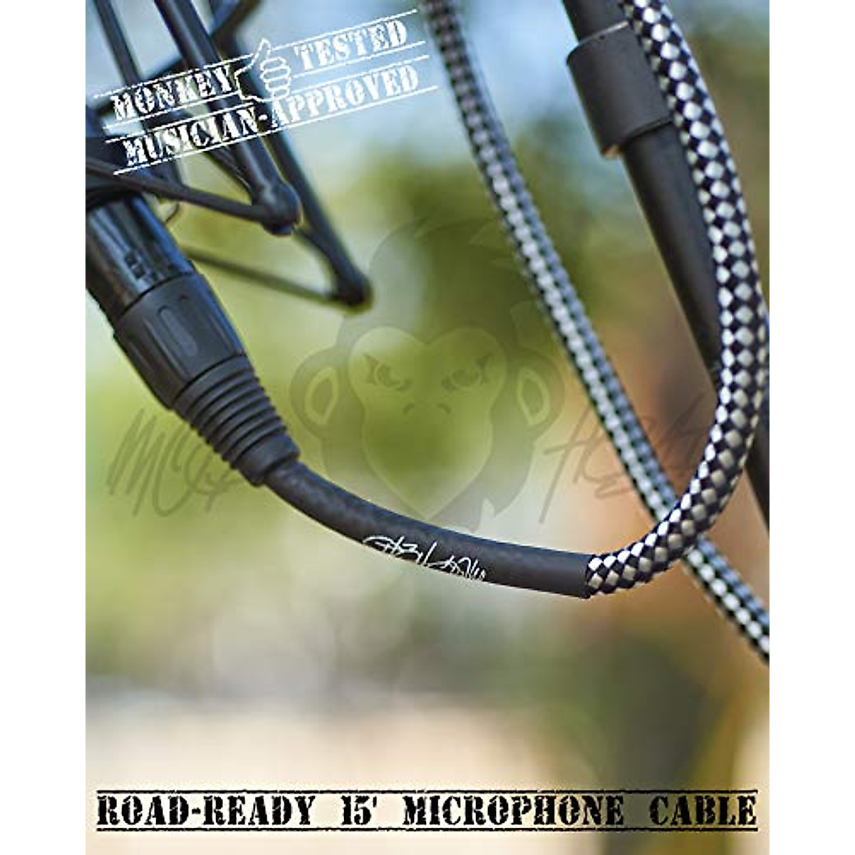 Mophead 15-Foot Balanced XLR Microphone Cable - 3-Pin XLR Male to XLR Female Pro Grade Double Insulated Tweed Braided (Blue and Black)