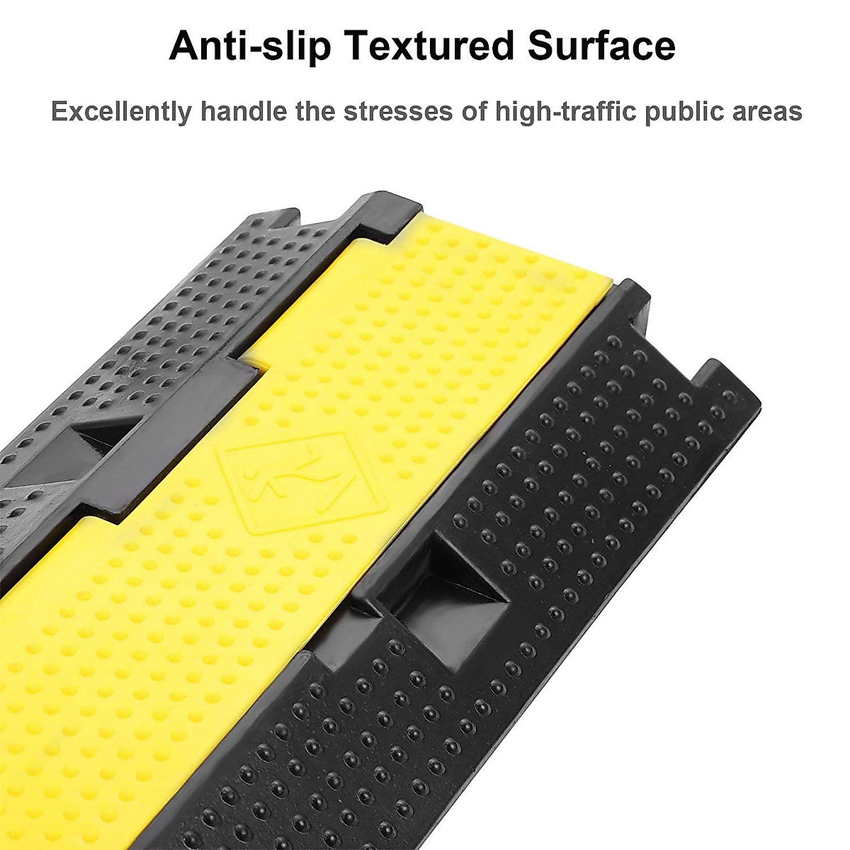 Reliancer 3 Pack Dual Channel Rubber Cable Protector Ramp 2 Channel Traffic Speed Bump 11000lbs Capacity Heavy Duty Driveway Hose Cover Ramp Cord Track Protector Wires Concealer w/Flip-Open Top Cover