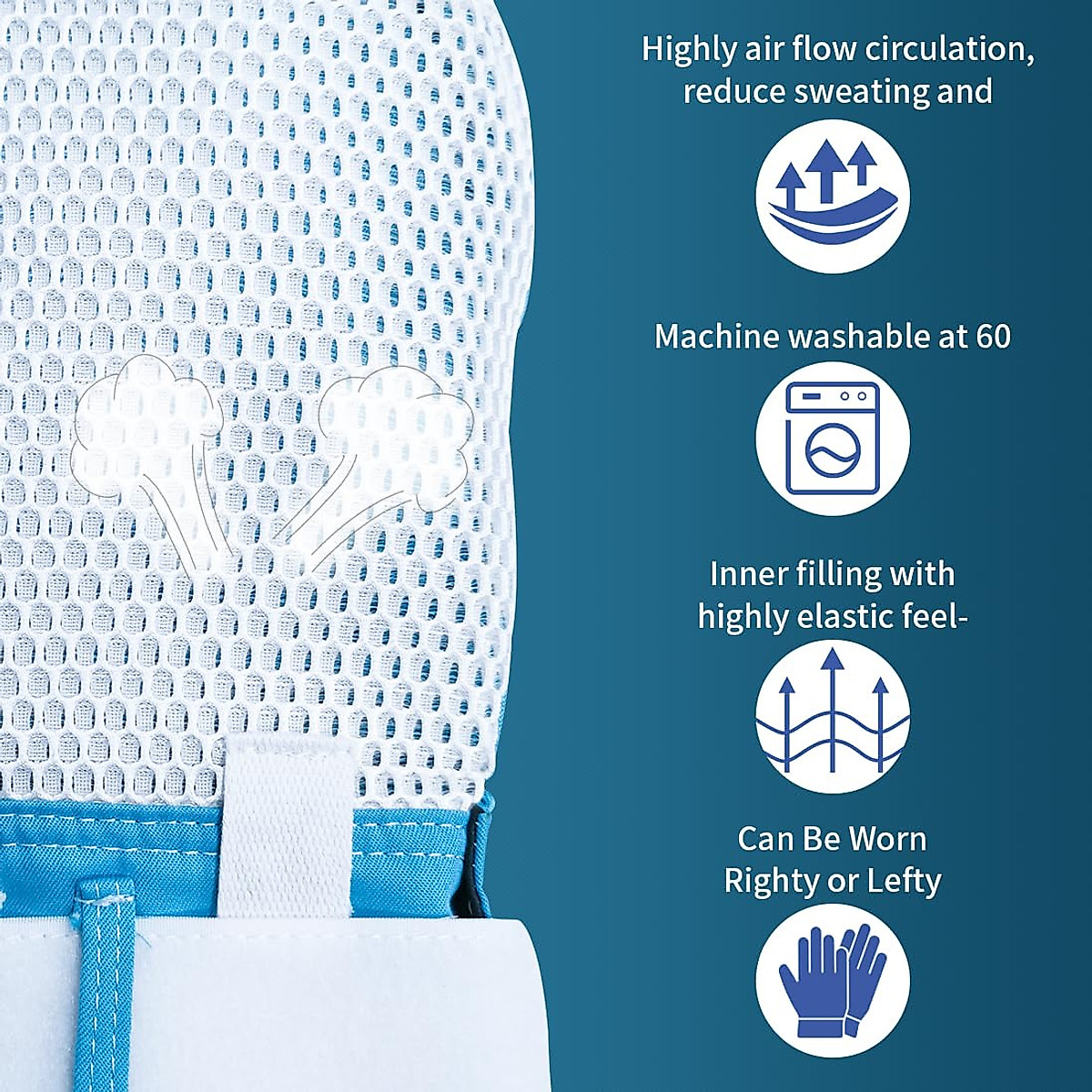 EZ Assistive Dementia Restraint Gloves Zipper Opening for Patients or Elderly Fingers Protection Dementia Products for elderly Reusable and Washable One Pair(2pcs)