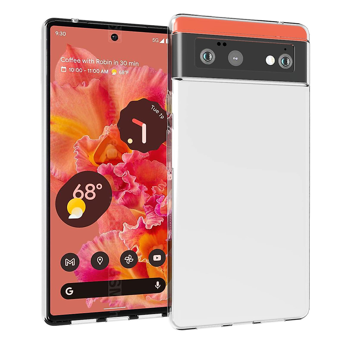 SNOSHO Google Pixel 6 Clear Case,Thin Slim Soft Silicone Flexible TPU Skin Gel Anti-Scratch Shockproof Protective Cases Cover for Pixel 6, Crystal Clear