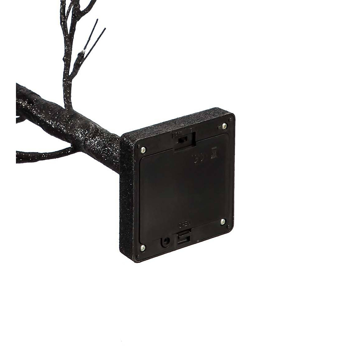 Plow & Hearth Tabletop LED Lighted Halloween Tree, Purple LED Lights, Gnarled Spooky Limbs, Battery-Operated Accent for Table, Mantle and More, 15" Dia. x 17¾"H