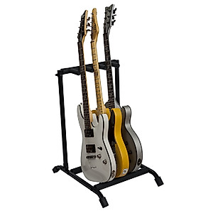 Rok-It Multi Guitar Stand Rack with Folding Design; Holds up to 3 Electric or Acoustic Guitars (RI-GTR-RACK3)