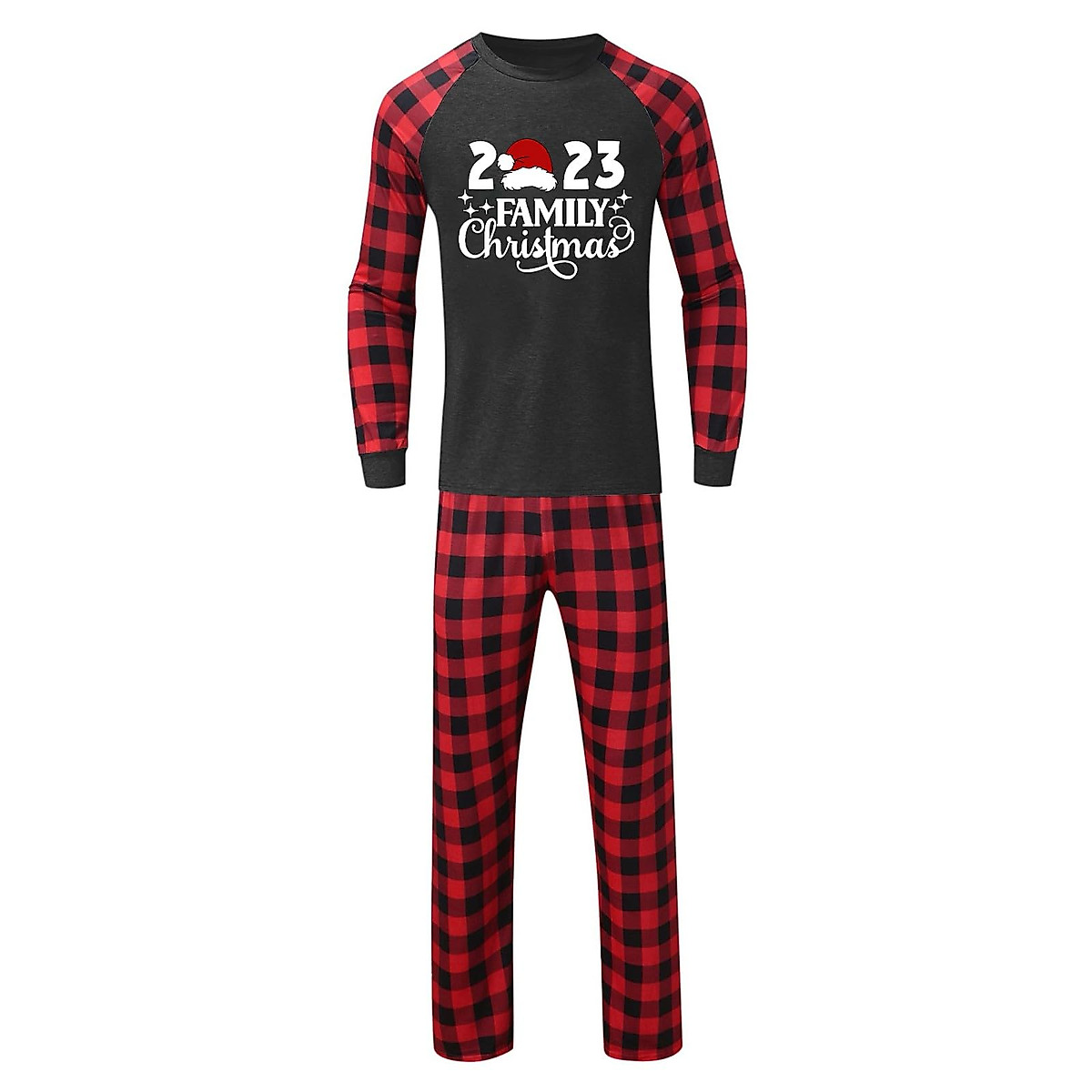Christmas Pajamas for Family 2023 Matching Sets Xmas Long Sleeve Pj 2 Piece Set Festival Party Sleepwear Jammies(Women,11-Dark Gray,Large)
