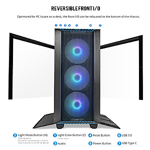 LIAN LI LANCOOL III E-ATX PC Case, Spacious RGB Gaming Computer Case with Hinged Tempered Glass Doors, Fine Mesh Panels, 4x140mm PWM Fans Pre-Installed High Airflow Chassis (Black)