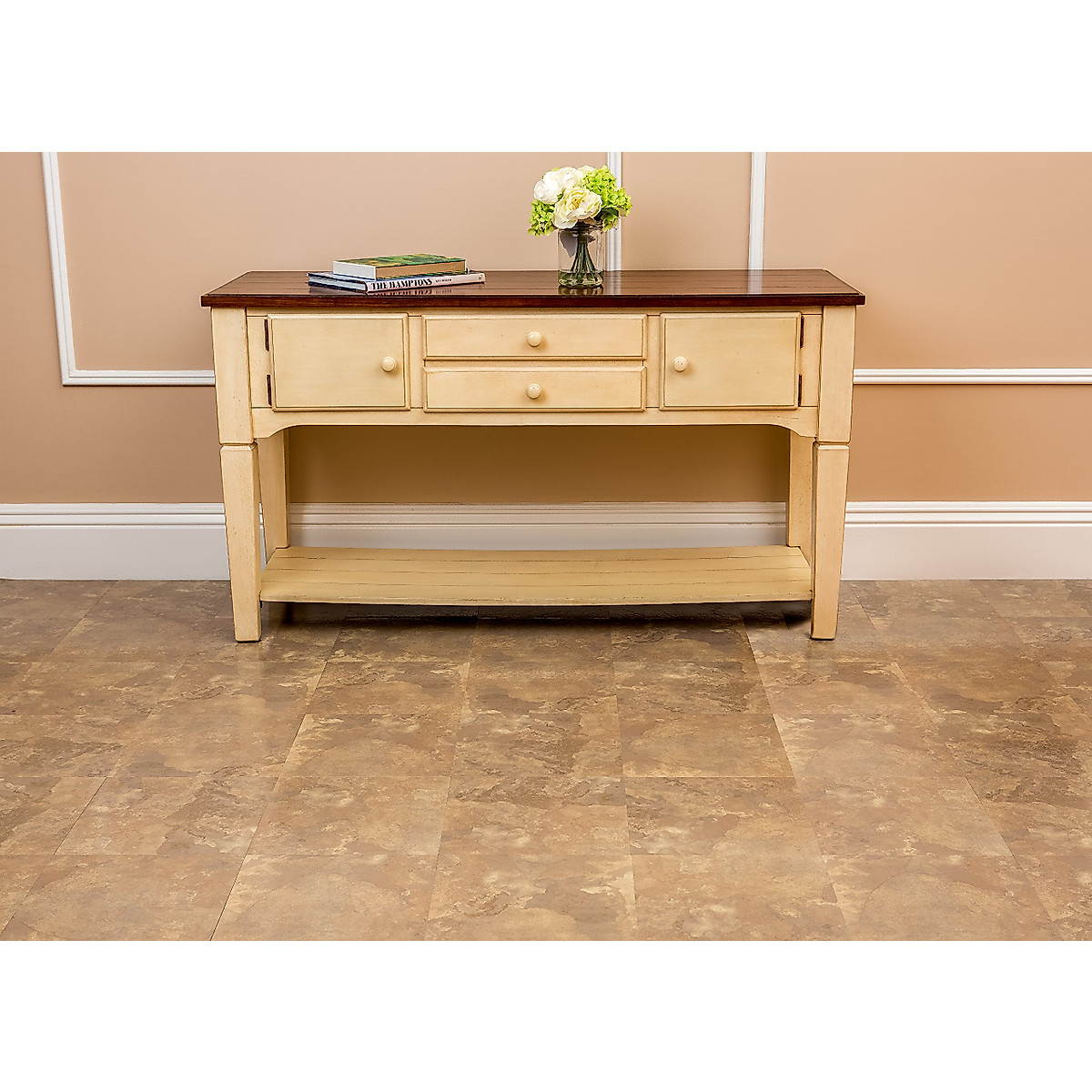 Nexus Self Adhesive 12-Inch Vinyl Floor Tiles, 20 Tiles - 12" x 12", Light Slate Marble Pattern - Peel & Stick, DIY Flooring for Kitchen, Dining Room, Bedrooms & Bathrooms by Achim Home Decor