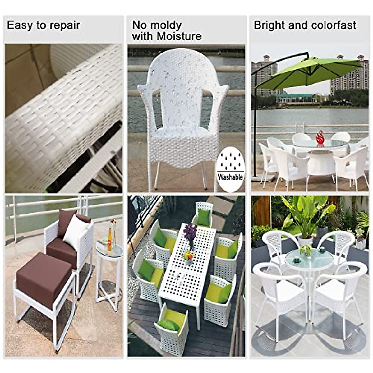 RNY Plastic Rattan Synthetic Wicker Repair Material for Knit and Chair Table Basket (White, 45), 45 ft