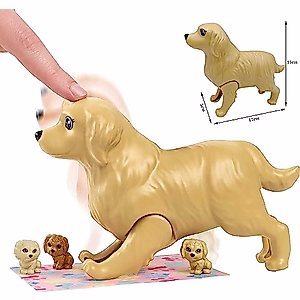 Family Dolls Set of 6 People with Dollhouse Pets Included Pregnant Mom Dad 3 Kids and Baby Boy in Mommy's Tummy, Doll Playsets and Accessories for 3-12 Years Old Toddlers Gift