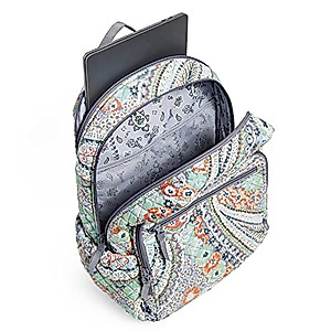 Vera Bradley Women's Cotton Campus Backpack, Citrus Paisley - Recycled Cotton, One Size