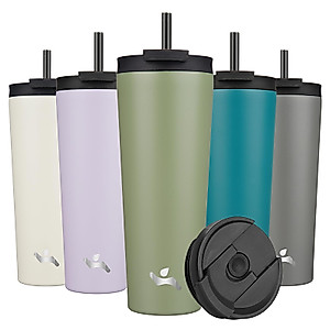Konokyo 26 OZ Insulated Tumbler with Lid and 2 Straws Stainless Steel Water Bottle Vacuum Travel Mug Coffee Cup,ArmyGreen