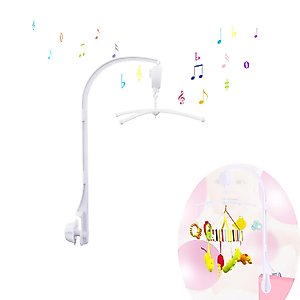 26inch White Baby Crib Mobile Music Box Bed Bell Toy Holder Arm Bracket Nut Screw Music Box Holder Set Parts for Baby Bed Perambulator (Without Dolls)