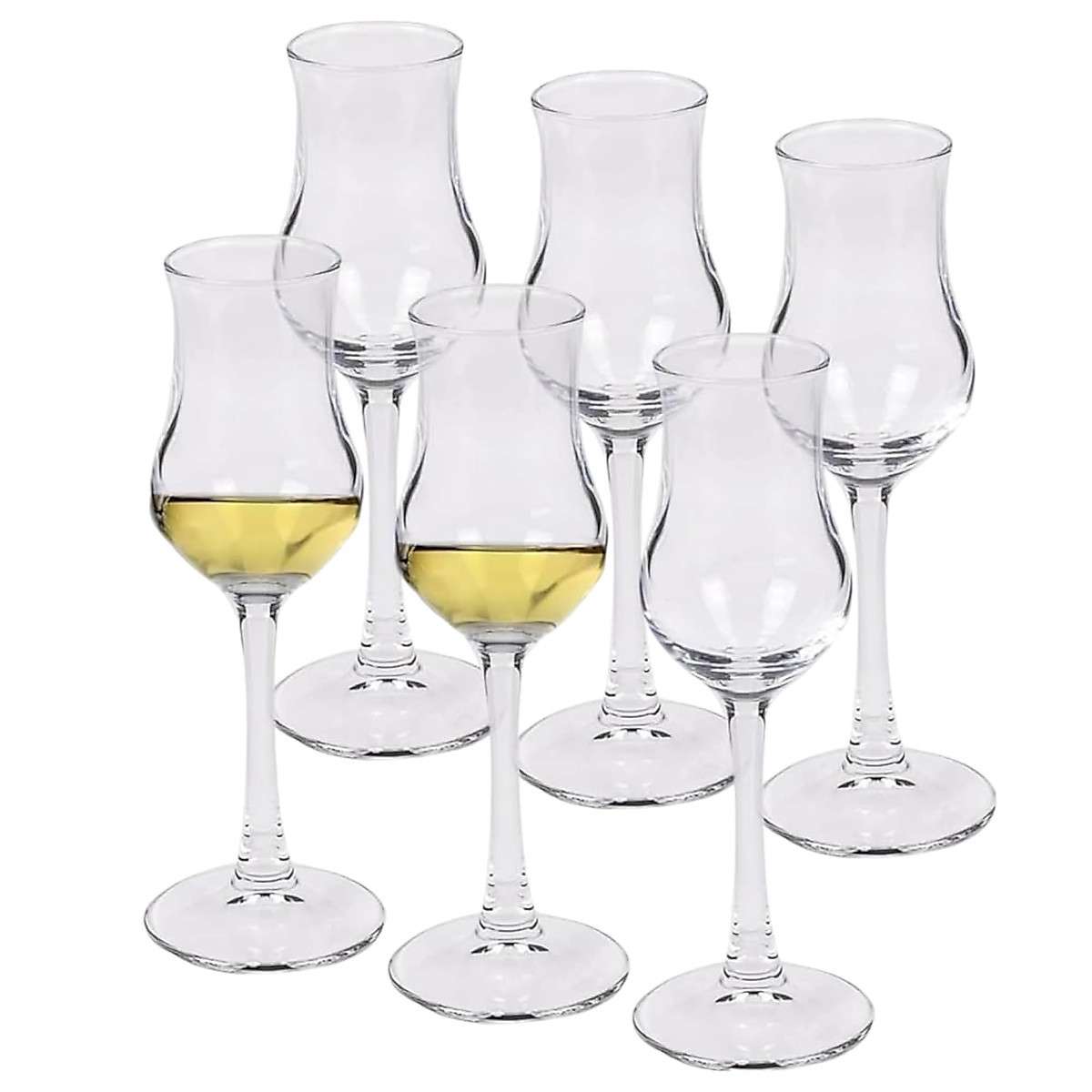 SECEN LONDON Set of 6, 3.2 oz, Crystal Glass Stemware Collection Fruit Brandy/Grappa Cocktail Spirits Glass, Dinner Drinks, Italian Tulip Shape, Tasting Glasses, Perfect For Nosing and Sipping