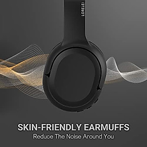 LORELEI B-C5 Wireless Headphones Bluetooth On-Ear Headset Bulit in Microphone, 30H Playtime,BT 5.3 Lightweght Foldable Headphones for Tablet/Ipad/Travel/Kids/Teens/Adult (Space Black)