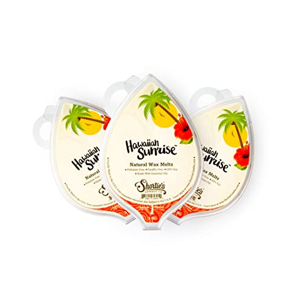 Shortie's Candle Company Hawaiian Sunrise Natural Soy Wax Melts 3 Pack - 3 Highly Scented 3 Oz. Bars - Made with 100% Soy and Essential Fragrance Oils - Phthalate & Paraffin Free, Vegan, Non-Toxic
