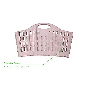 Mind Reader Collapsible Laundry Basket 38 Liter/10 Gallon, Ventilated Plastic Hamper, Compact Clothes Basket, Pink