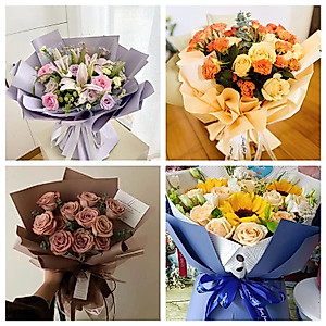 Featuman Pink Korean Flower Wrapping Paper Bulk, 22×22 Inch Waterproof Floral Wrapping Paper, Colorful Packaging Paper for Graduation Ceremony Wedding Anniversary Hallowmas Christmas 20 Pcs