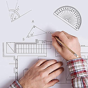 Coopay 4 Pieces Math Geometry Tool Set Includes Plastic Clear Ruler, Protractor, Triangle for School Office Home Supplies (6 inch)