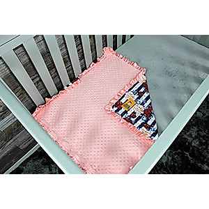 Dear Baby Gear Floral Deluxe Baby Blanket - Reversible, Milestone & Newborn Gifts for Girls and Boys - Red Roses, Blush Hibiscus Navy White Stripes, Coral, 32 x 32 Inches