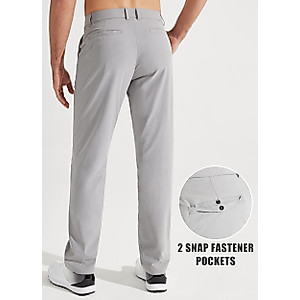 Libin Mens Golf Pants Stretch Work Dress Pants 30" Quick Dry Lightweight Business Casual Pants for Men Comfy Water Resistant, Light Grey, 40W x 30L