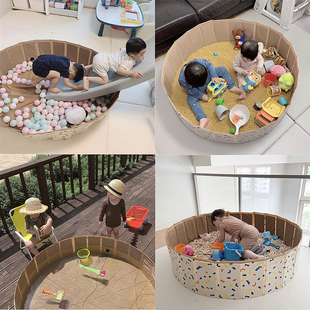 SUNWUKING Toddler Sand and Water Table - Foldable and Portable Ball Pit, Small Sandbox and Baby Sensory Play Activity Center Ideal for Game Room, Pet Bathing and Summer Fun 32 * 8 Inches