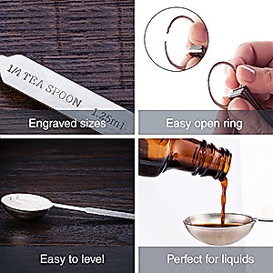 Stainless Steel Measuring Spoons - Set of 4 Premium Metal Spoons - Strong and Durable - Engraved with Metric and Imperial / US Sizes Including Tablespoon and Teaspoon - Ideal for Cooking and General Kitchen Use, for Measuring Liquid and Dry Ingredients