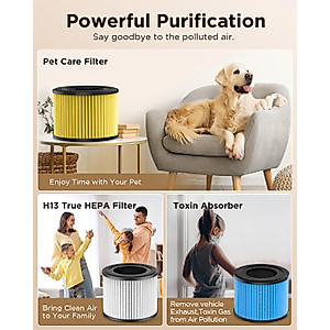 2 Pack MOOKA AP-S0610L Air Purifier Pet Mode Filter, 3-in-1 True HEPA Filter, High-Efficiency Activated Carbon Air Filter for Allergies, Smoke, Odor, Dander, Pollen