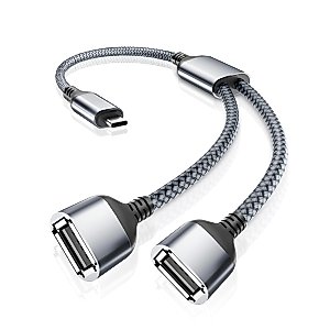 USB-C OTG Splitter Y Cable 1M,Type C to Dual USB 2.0 Adapter,C Male to Double Female Converter Split 2 in 1 Cord for MacBook,iPad 10 Mini 6 Air 4 5,iPhone 16 15,Galaxy S24 S23 21 20 Z Flip Fold Tab S8